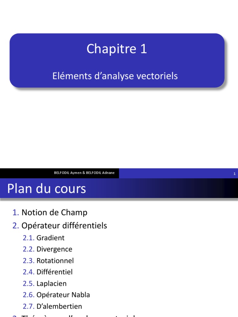 Chapitre 1 - Elements D - Analyse Vectoriels | PDF