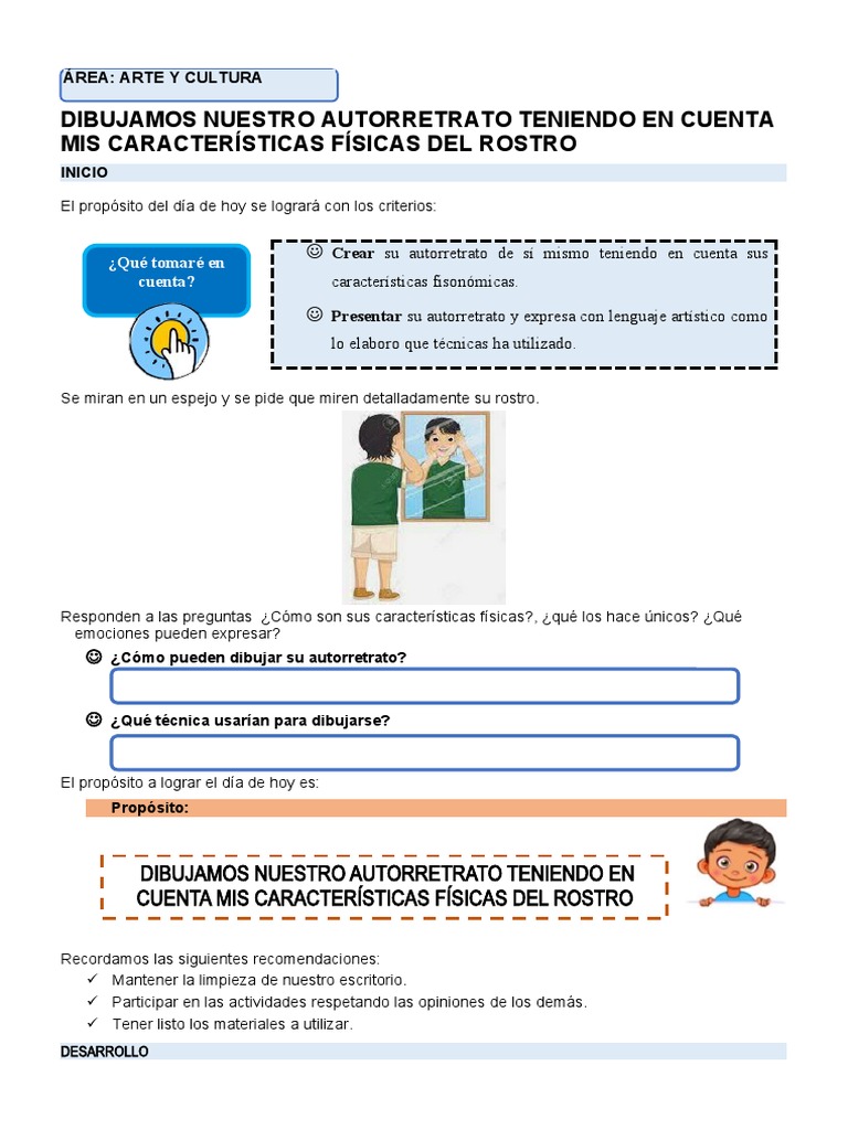 Dibujamos Nuestro Autorretrato Teniendo en Cuenta Mis Características ...