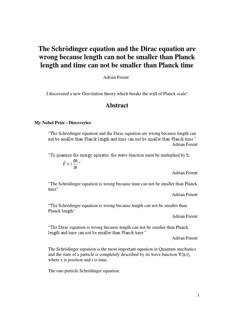 The Schrodinger Equation and The Dirac e | PDF | Photon | Waves