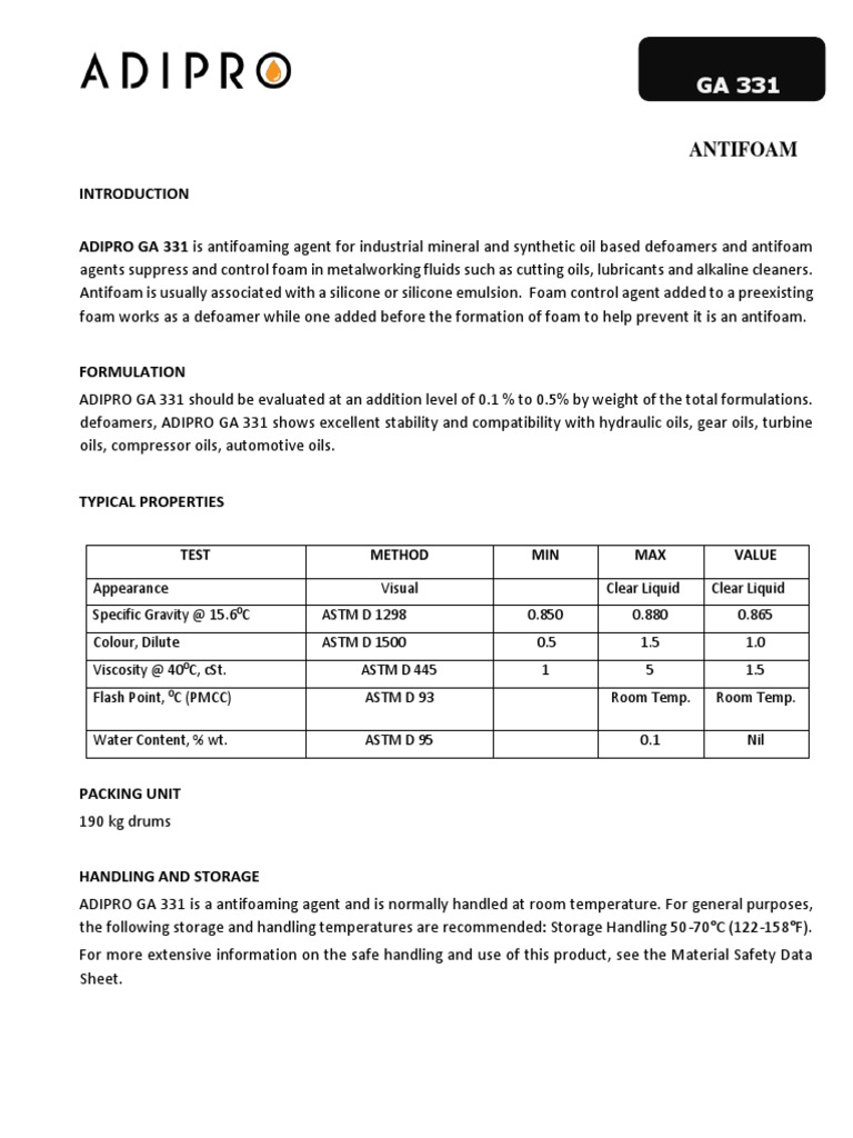 Adipro Ga 331 - Anitfoam | PDF