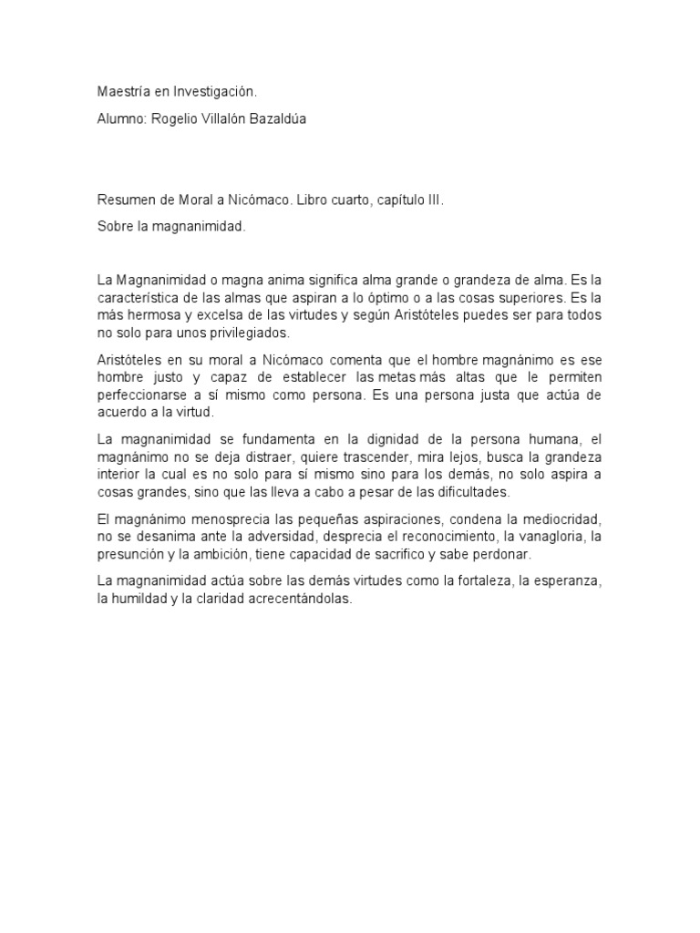 Magnanimidad según Aristóteles | PDF