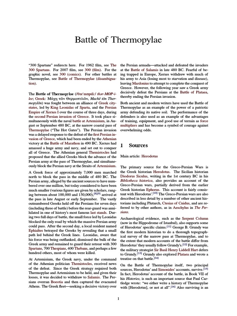 Battle of Thermopylae | PDF