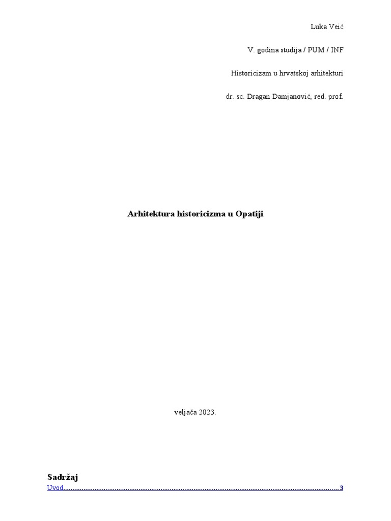 Historicizam U Opatiji | PDF