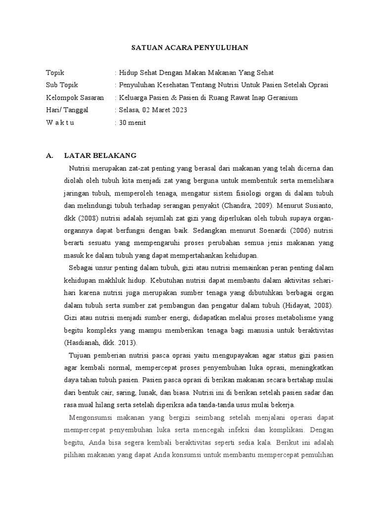 Sap - Nutrisi Post Op | PDF