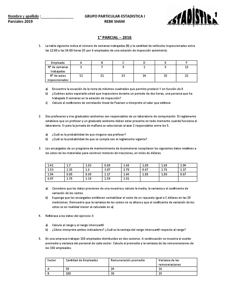 1° Parcial - 2016 Estadistica Unsa | PDF | Tecnología