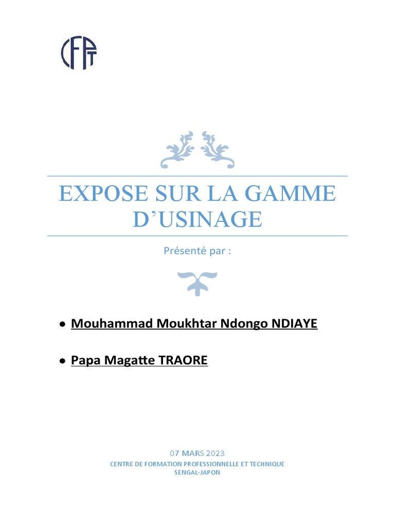 Gamme d'Usinage et Procédés Techniques | PDF | Technologie et ingénierie