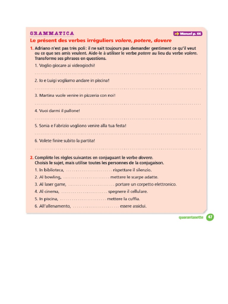 COMPITO CON I VERBI MODALI | PDF