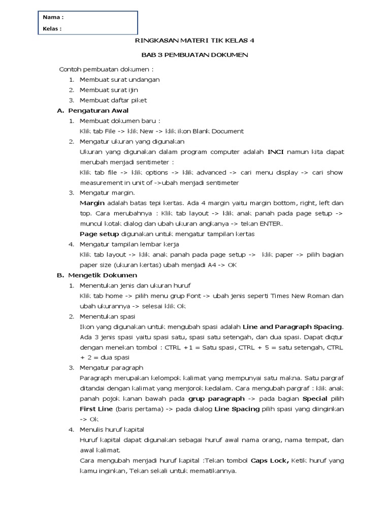 Ringkasan Materi Tik Kelas 4 Bab 3 | PDF