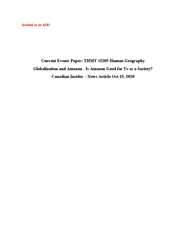 THMT 2205 S1 Current Events Paper Example | PDF