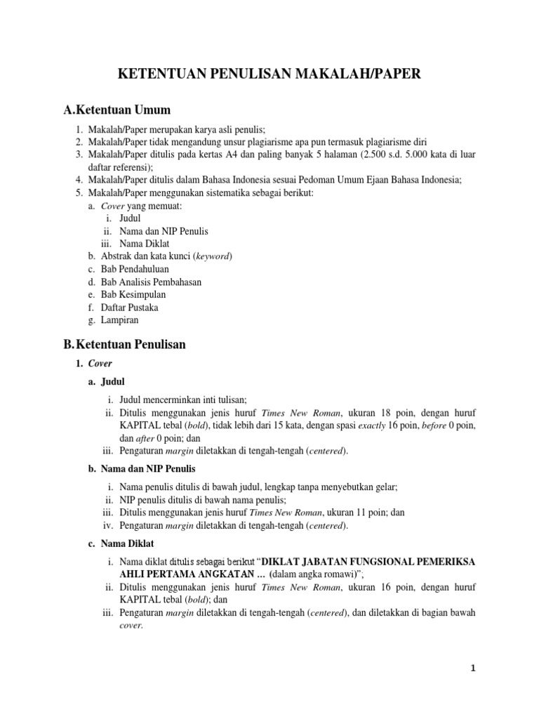 Ketentuan Penulisan Makalah-Paper JFPAP 2021 | PDF