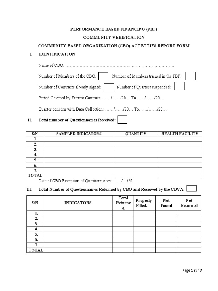 2019 REVIEWED CBO ACTIVITY REPORT FORM new | PDF | Health Care