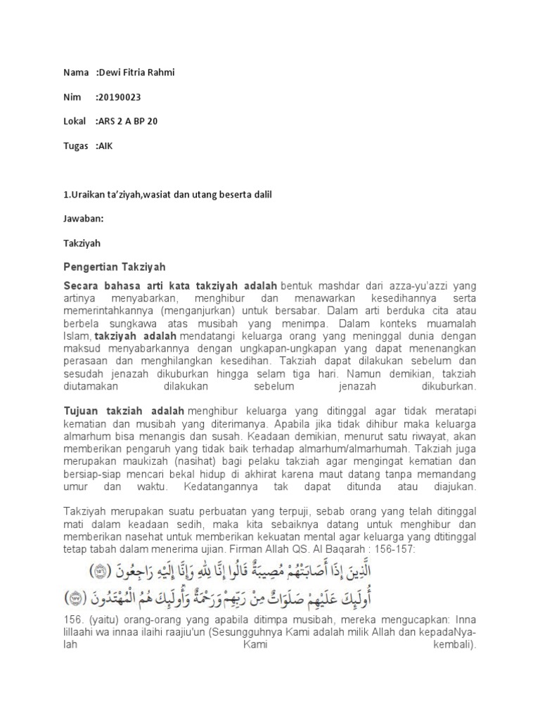 Tugas Aik Dewi Fitria Rahmi | PDF | Agama & Spiritualitas