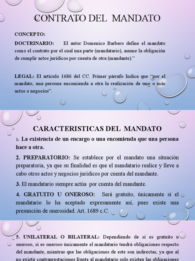 Diapositivas Del Contrato Del Mandato | PDF | Derecho
