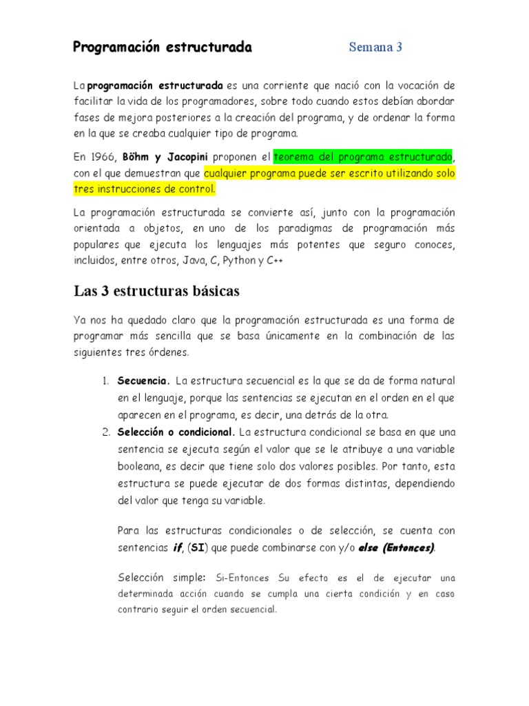 S1 Teorema de La Programación Estructurada | PDF | Lenguaje de ...