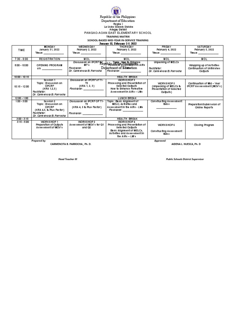 Blank MID-YEAR-TRAINING MATRIX | PDF