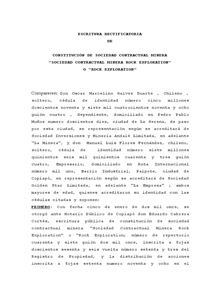 Escritura Rectificatoria Mescal-18 Ene 2012-Minuta | PDF