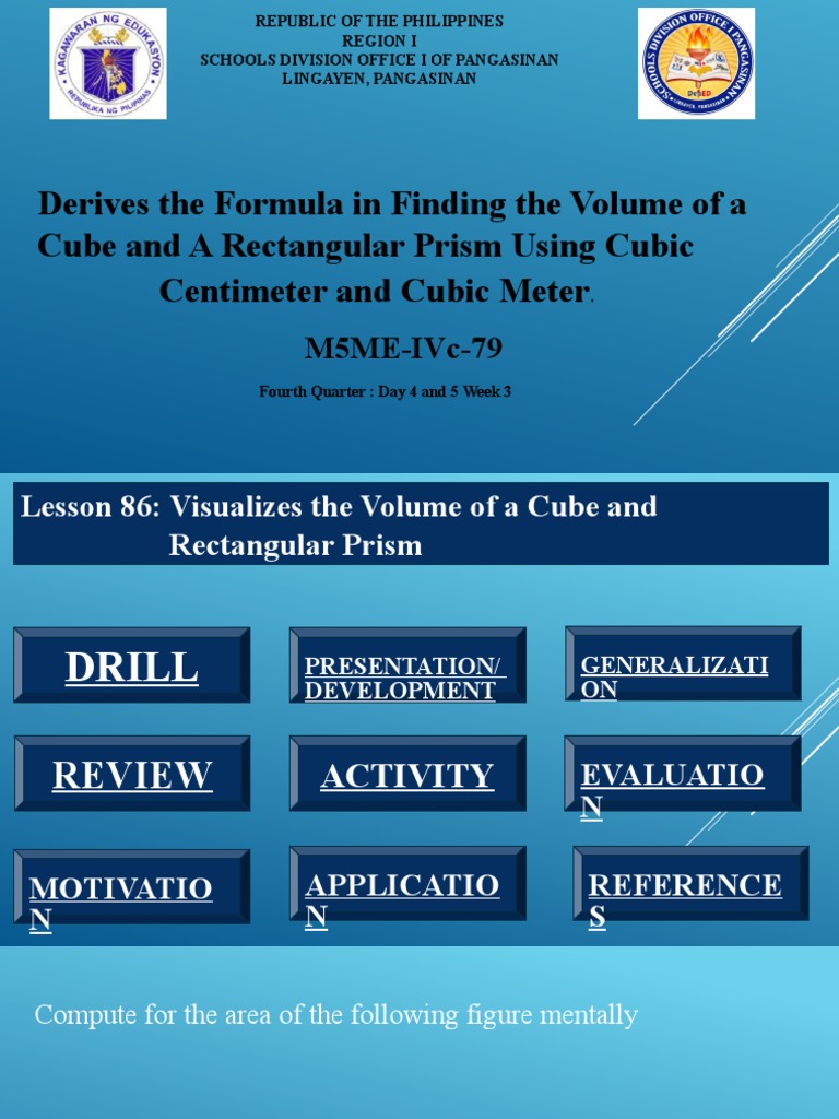 Math 5 q4 Lesson 88 - Deriving The Formula in Finding The Volume of A Cube and A Rectangular ...