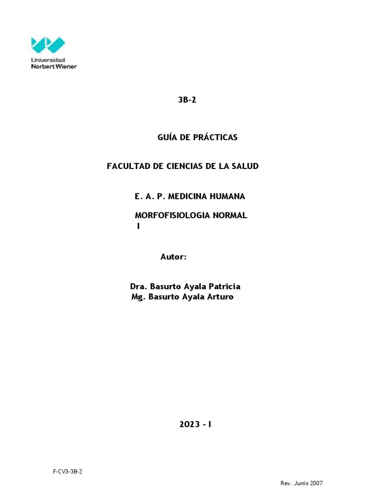 Guia de Practicas Morfofisiologia Normal I Eap Medicina Humana 2023 - I ...