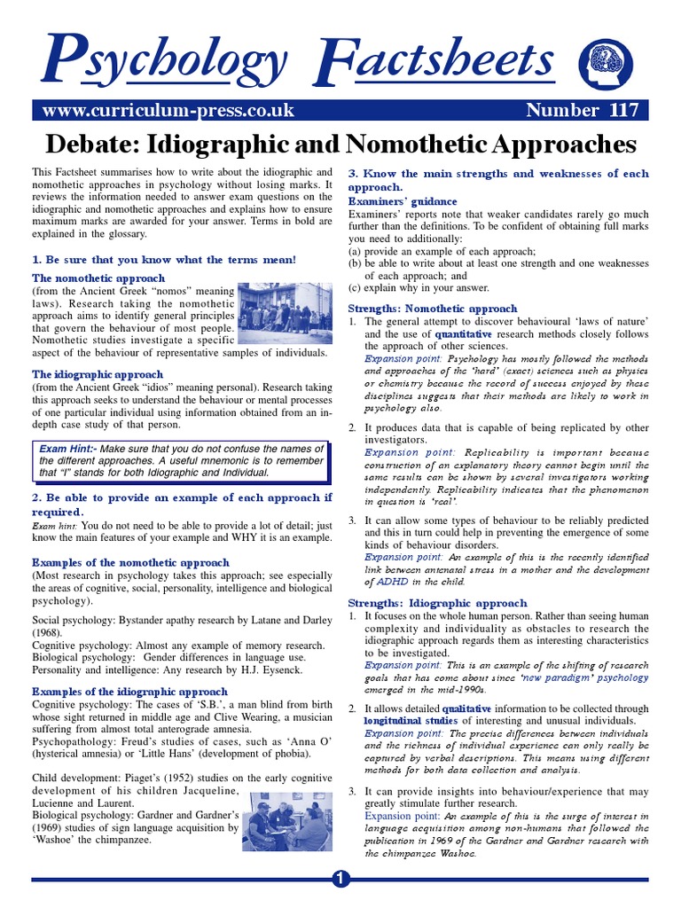 117 Idiographic Approach | PDF | Psychology | Attention Deficit ...