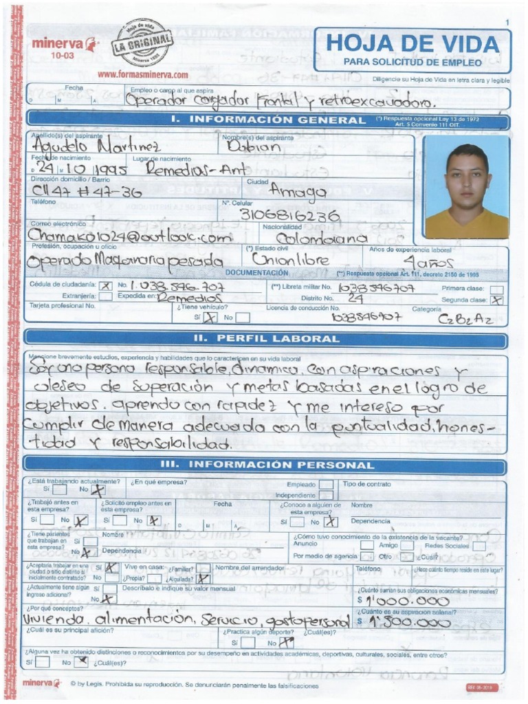 Hoja de Vida - Dubian Agudelo (Completa) | PDF