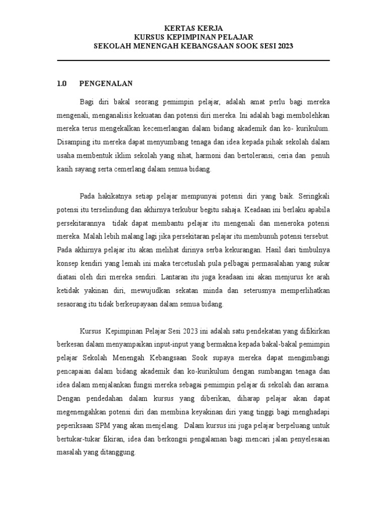 Kem Kepimpinan PELAJAR SMK Sook | PDF