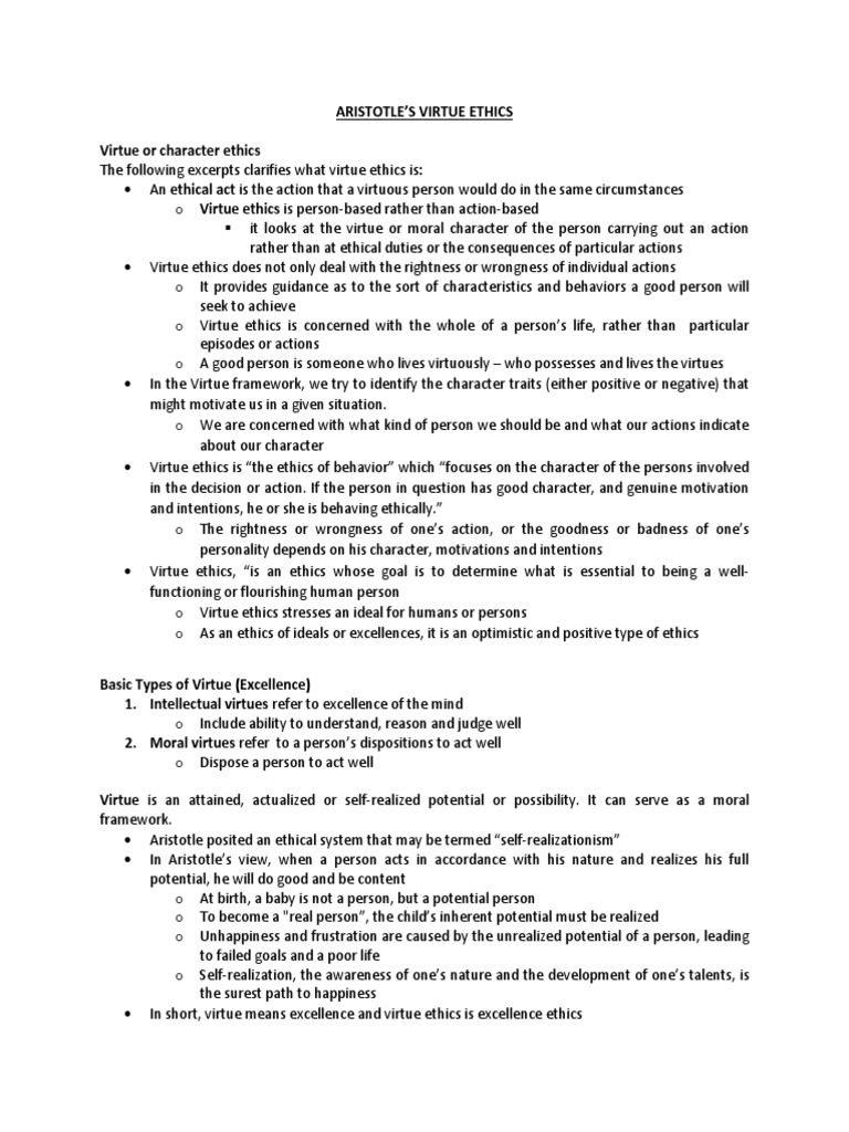 Aristotle's Virtue Ethics | PDF