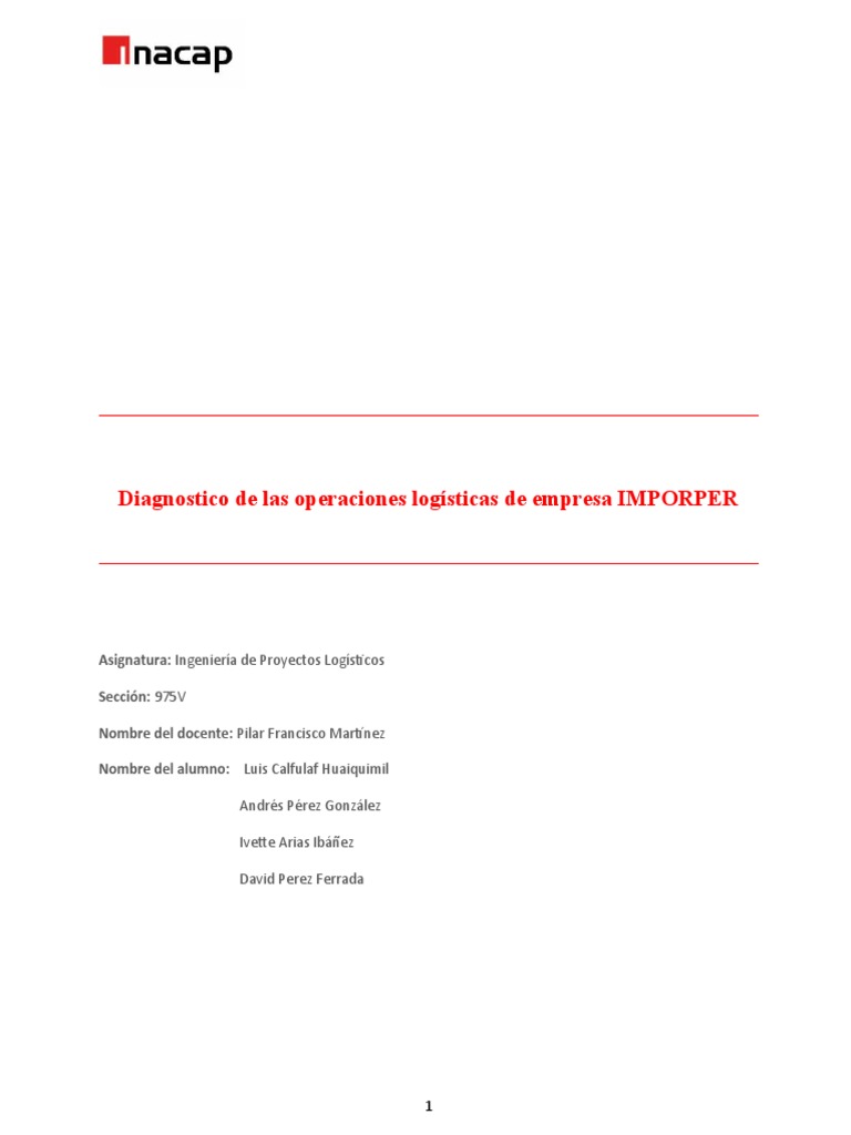 Diagnóstico Logístico de IMPORPER | PDF | Logística | Análisis FODA