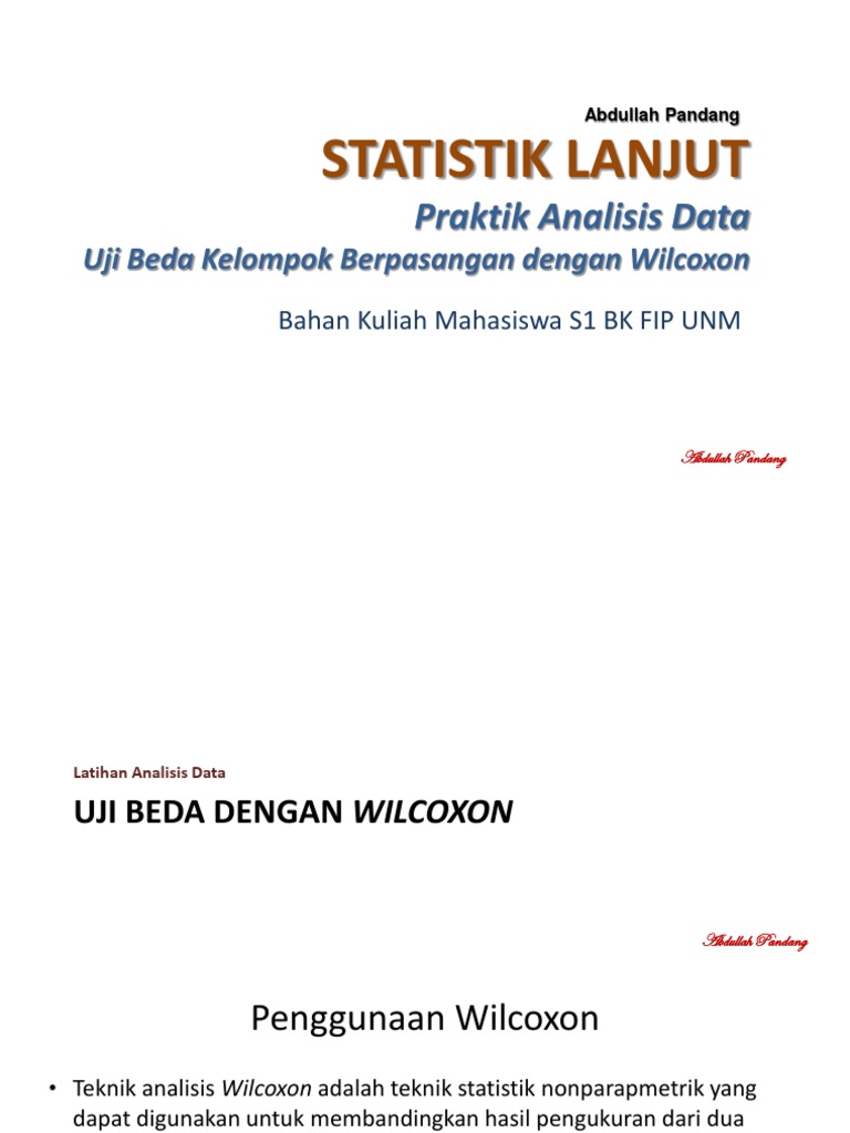 Uji Beda Kelompok Berpasangan Dengan Wilcoxon | PDF