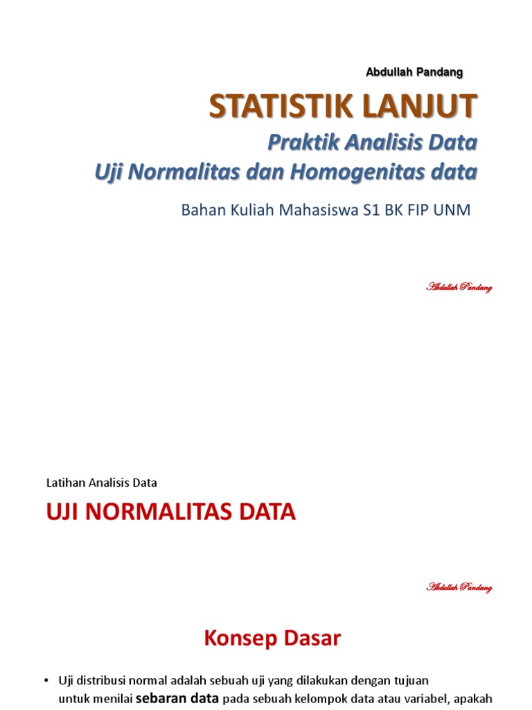 Uji Normalitas Dan Homogenitas Data | PDF