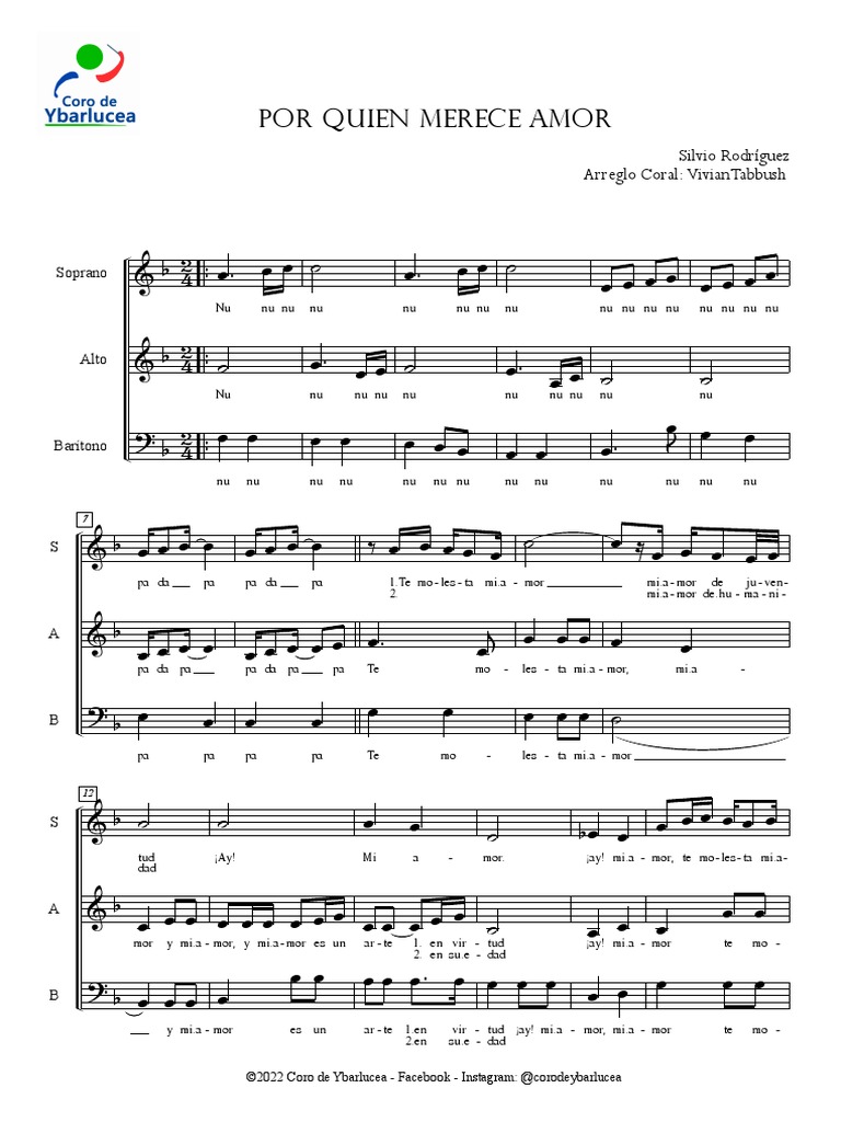 Por Quien Merece Amor (SAB) (Tabbush) | PDF