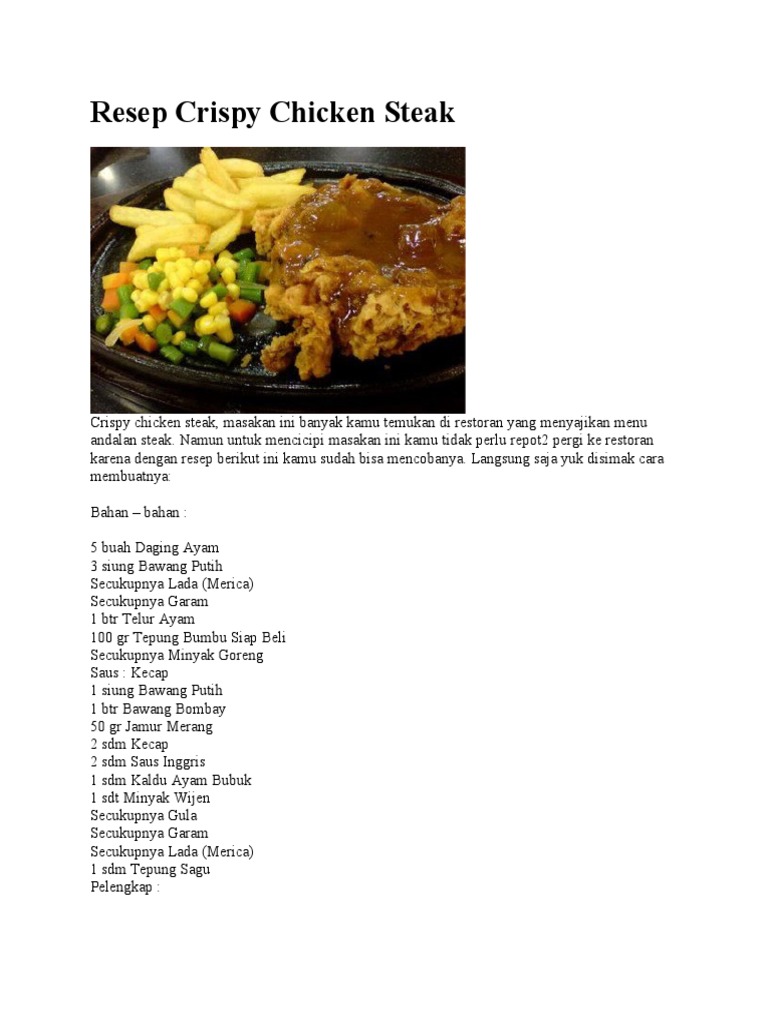 Resep Crispy Chicken Steak | PDF