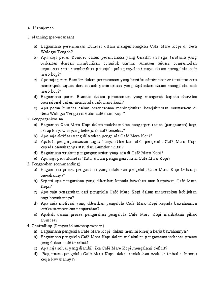 Instrumen Pertanyaan Penelitian | PDF