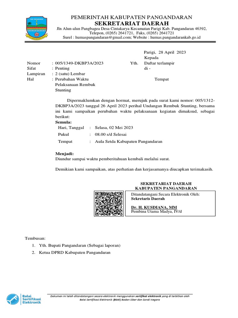 Surat Ralat Rembuk Stunting | PDF