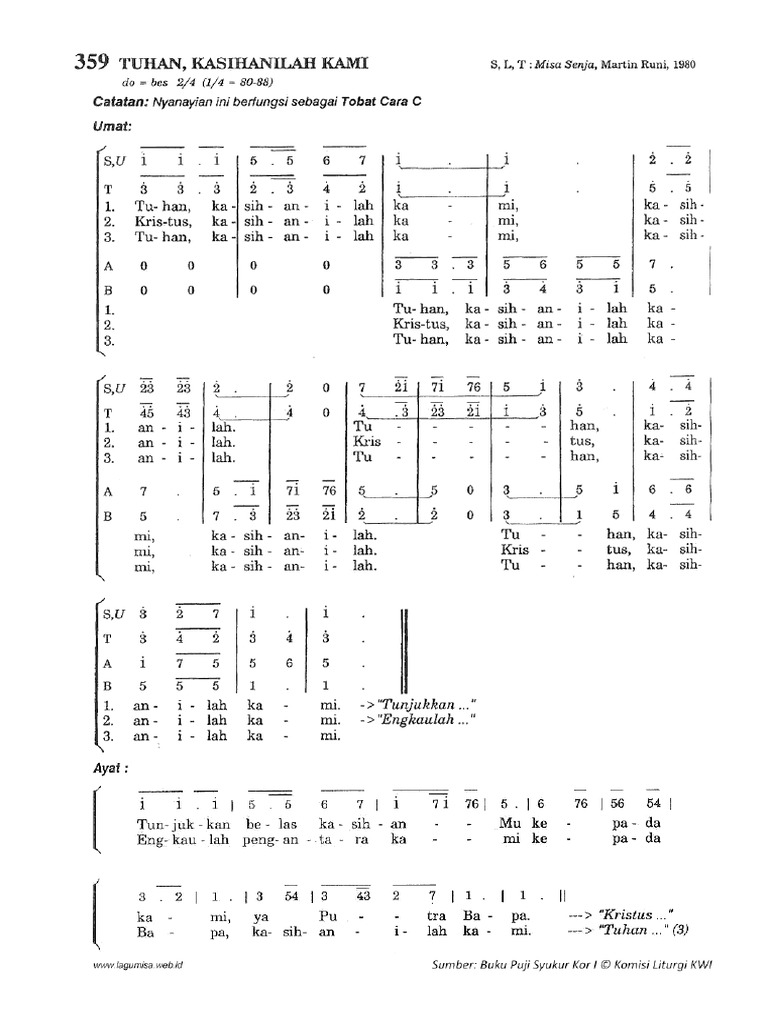 Tuhan Kasihanilah Kami (Misa Senja) Ps 359 | PDF