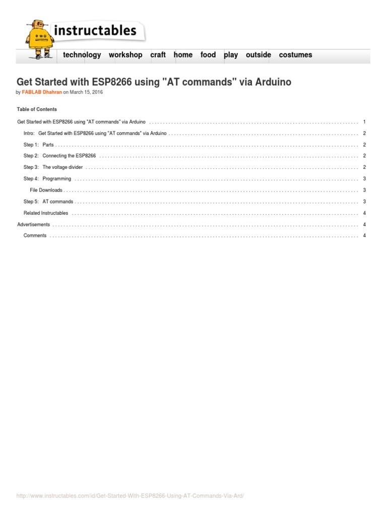 Get Started With ESP8266 Using AT Commands Via Ard | PDF