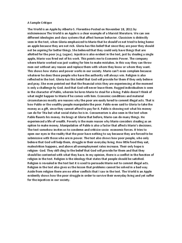 Sample Critique | PDF