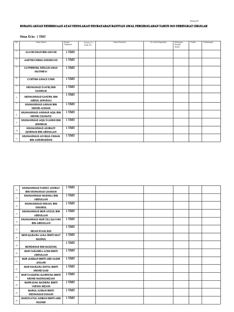 Borang Akuan Penerimaan Dan Penolakan BAP 1 UMS 2023 | PDF
