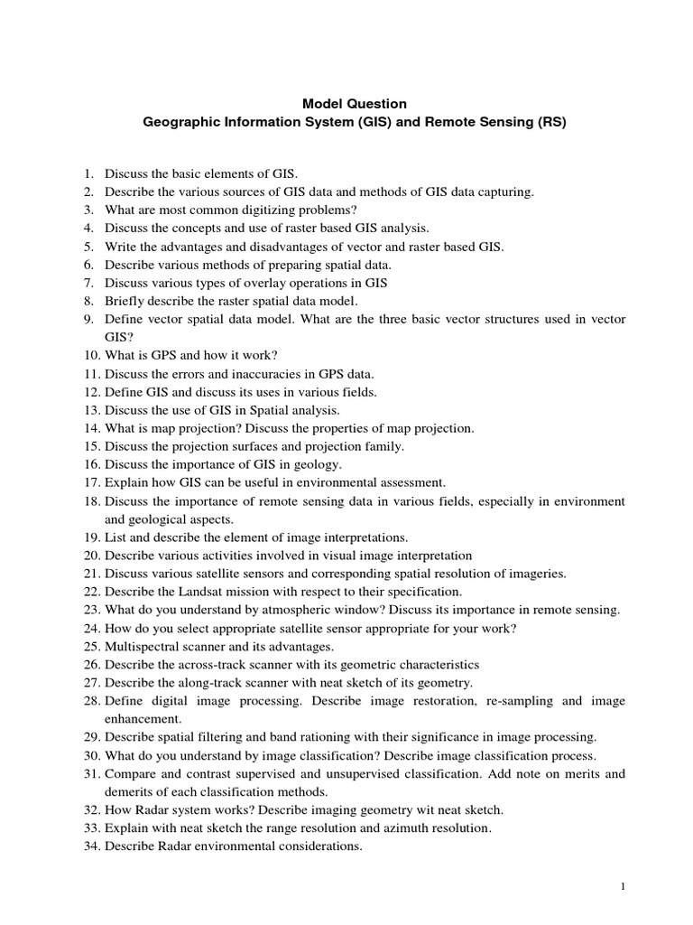 Model Questions GIS RS 2078 | PDF | Geographic Information System ...