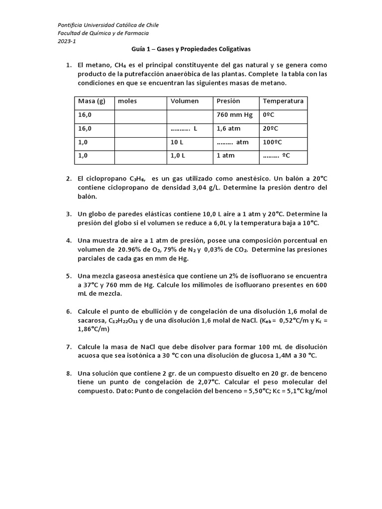 Guia 1 - Gases y Prop Colig | PDF
