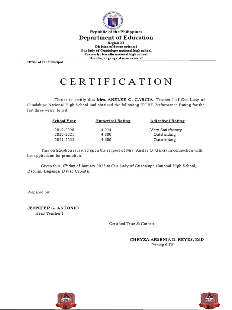 Deped Format For Summary of Ratings | PDF