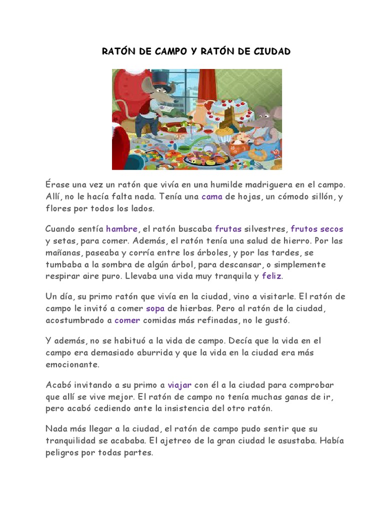 La Fábula de los Dos Ratones | PDF | Libros para adolescentes | Clásicos