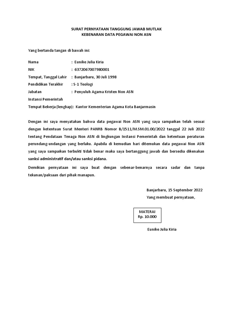 Format SPTJM NON ASN | PDF