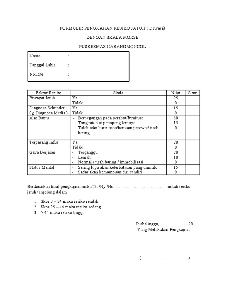 Formulir Resiko Jatuh | PDF