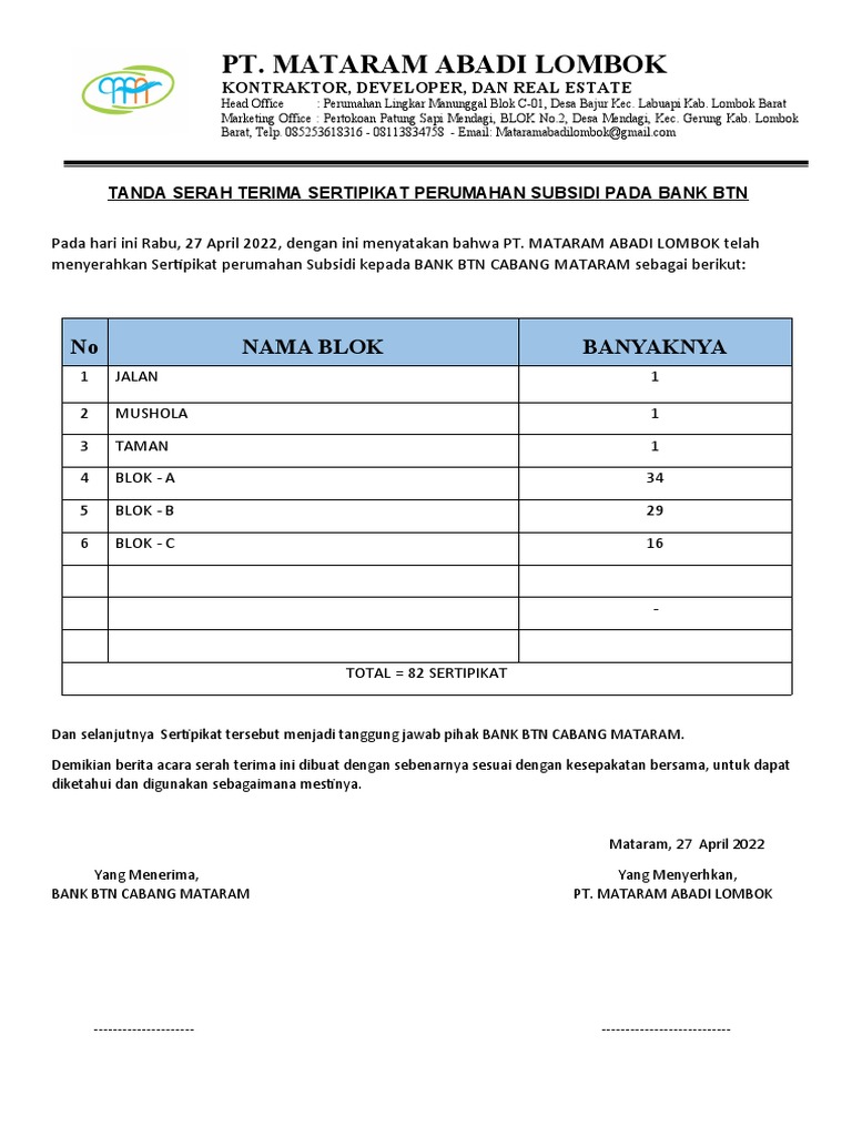 Surat Terima Berkas Konsumen SP3K LAMA | PDF