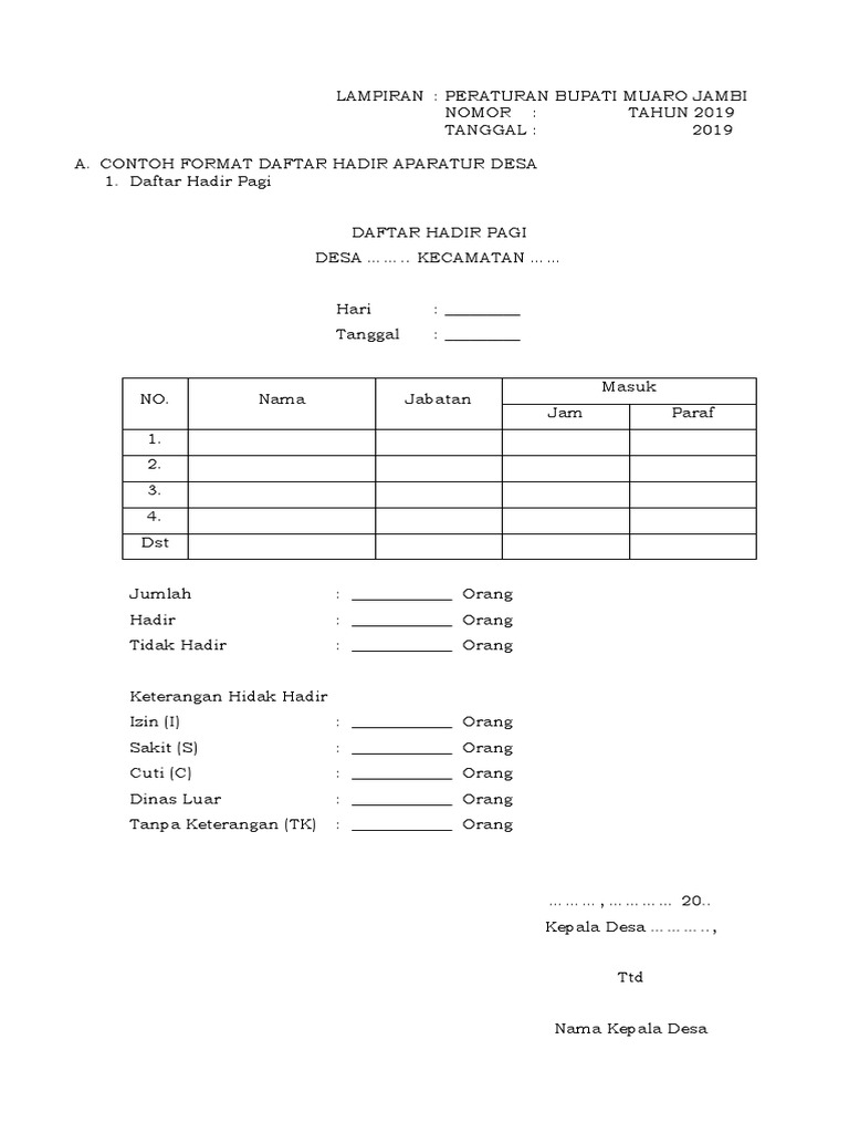 Format dan Contoh Dokumen Administrasi Desa | PDF