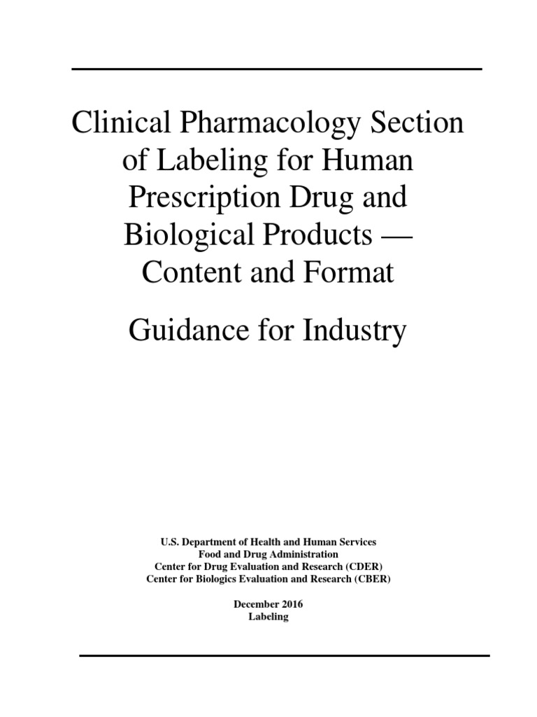 Clinical Pharmacology Labeling Guidance | PDF | Pharmacology ...