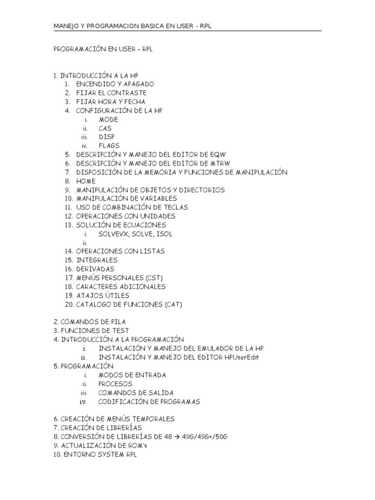 Hp50g Curso de Programacion | PDF