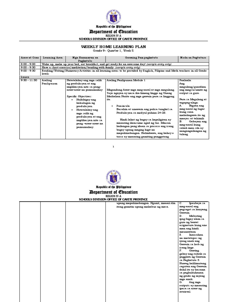 Ap9 Q1 WHLP Week 5 | PDF