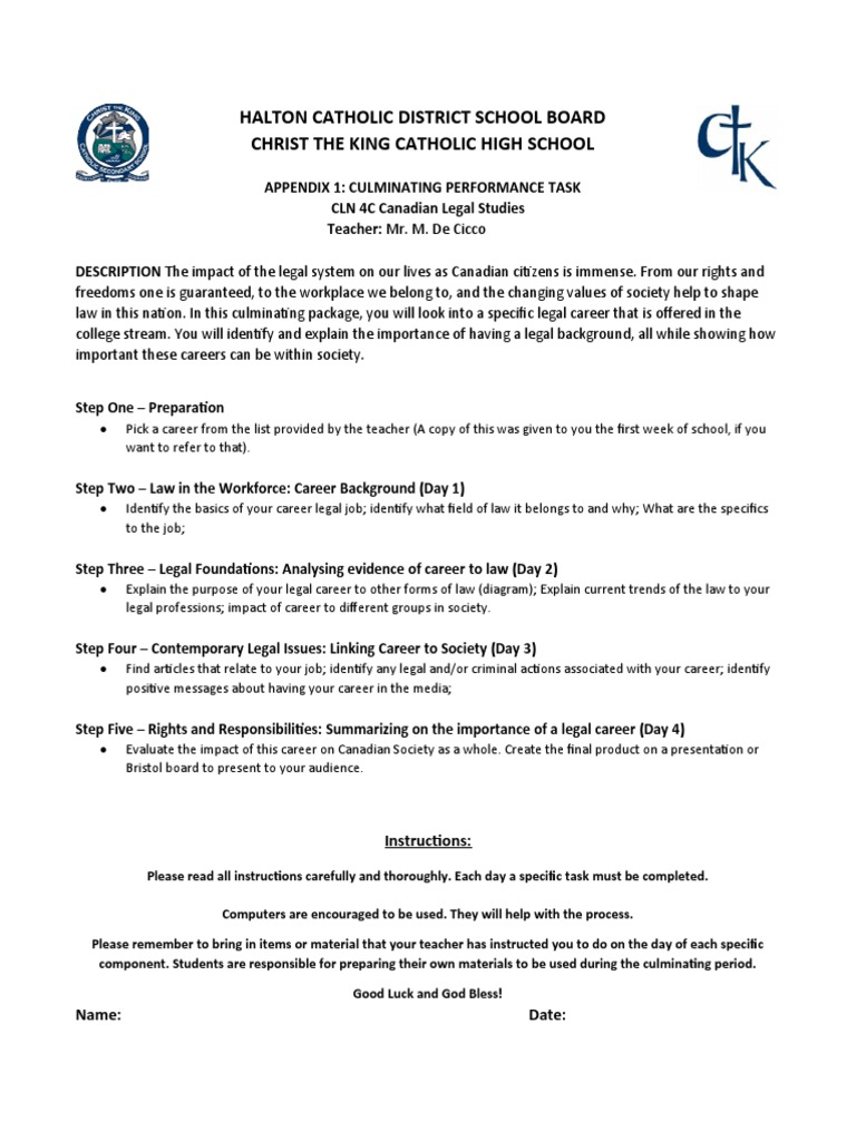 CLN 4C - Canadian Legal Studies Culminating (Part 5) | PDF