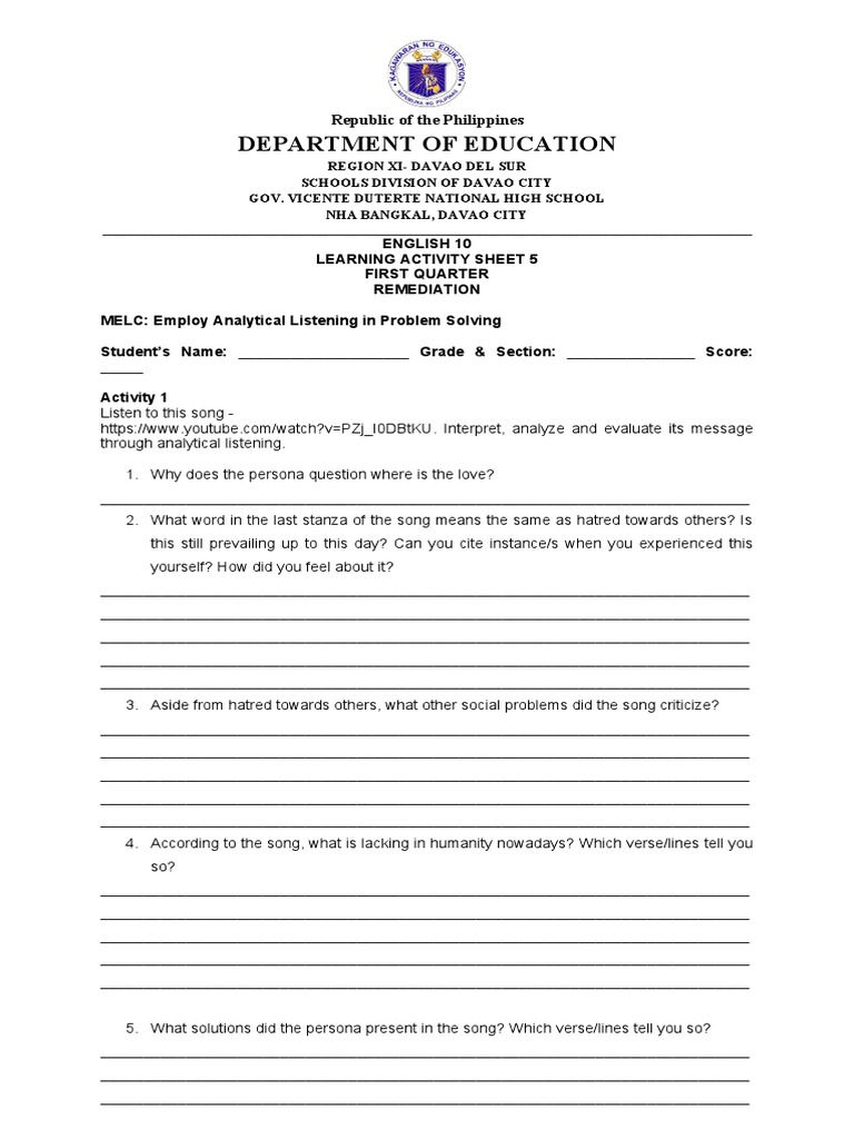 English 10 Q1 M5 | PDF | Learning | Cognitive Science